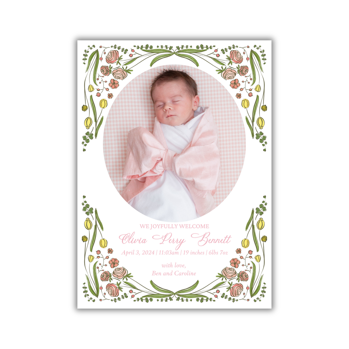 Blessing in Bloom - Birth Announcement | Ryan Harper Designs