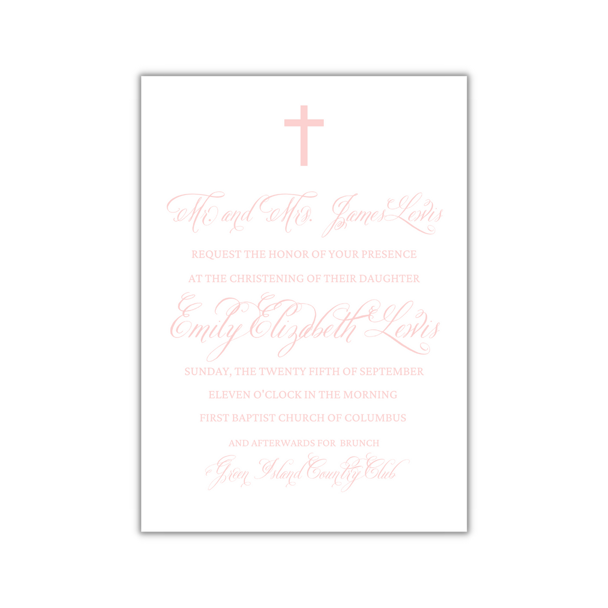 Pink - Baptism Invitation | Ryan Harper Designs