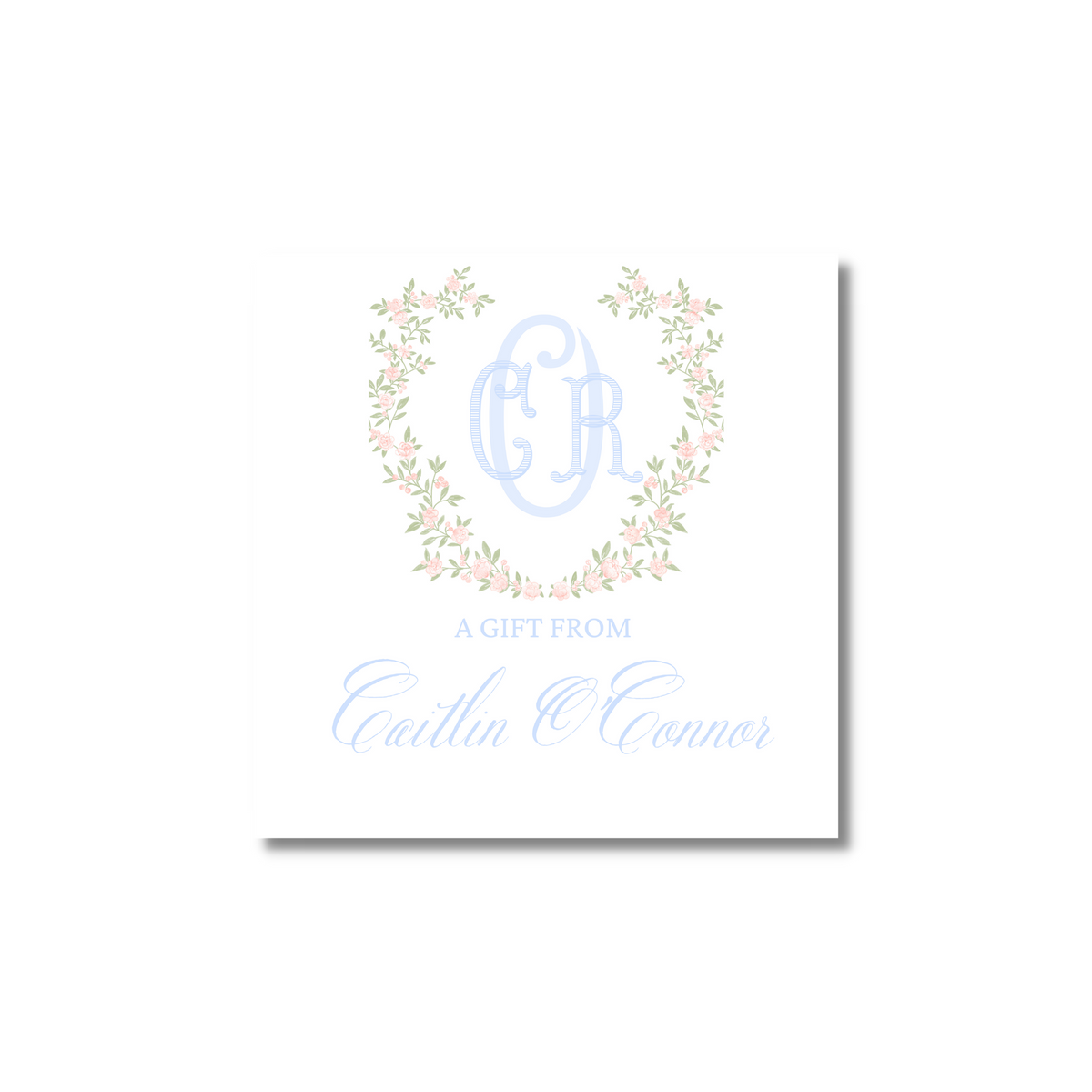 Blue Floral Wreath Calling Card | Ryan Harper Designs